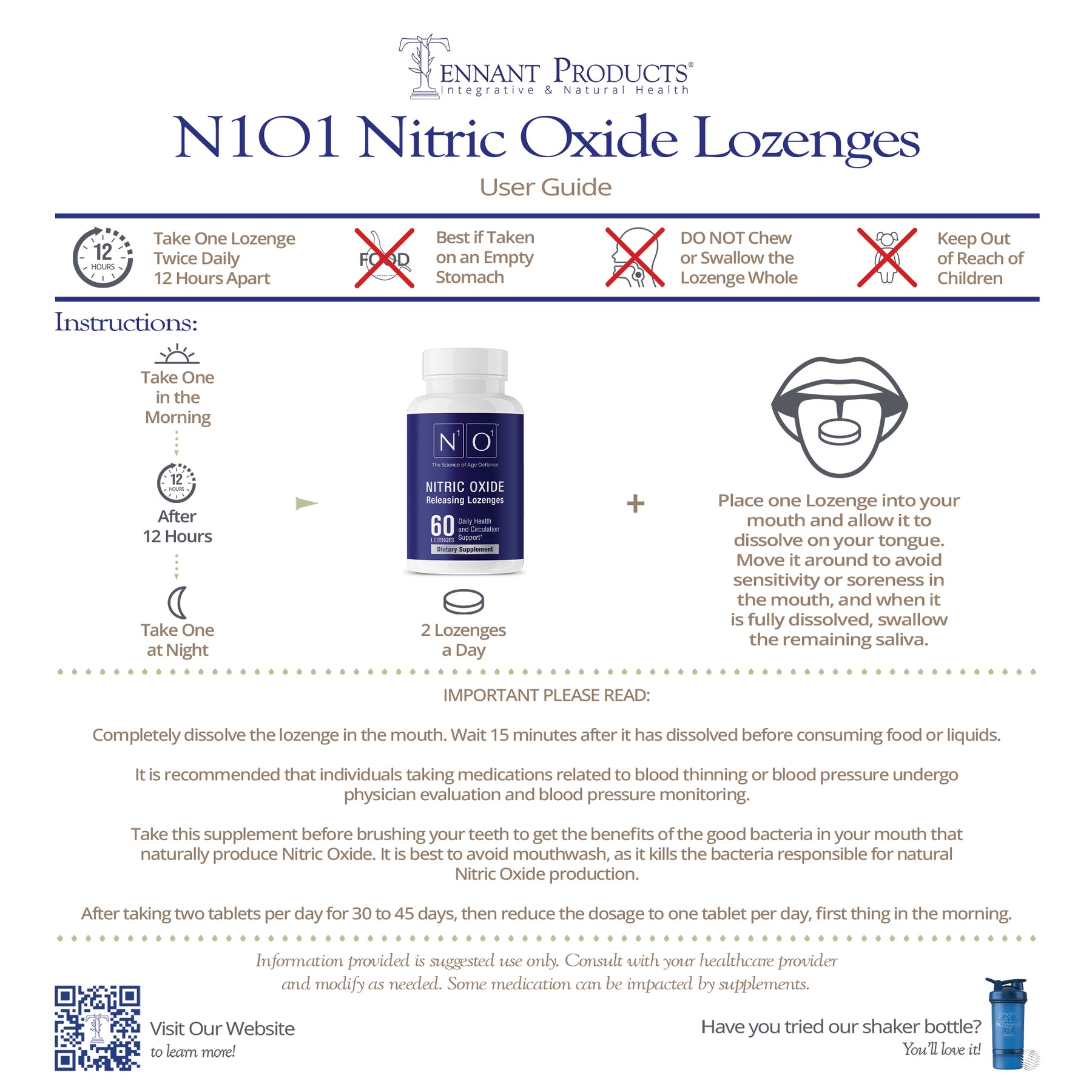 N1O1 Nitric Oxide Lozenge | Dr. Tennant's Nutraceuticals for Heart ...